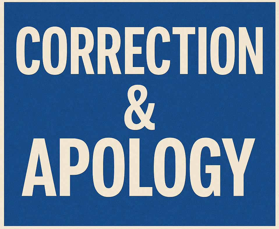 Correction & Apology